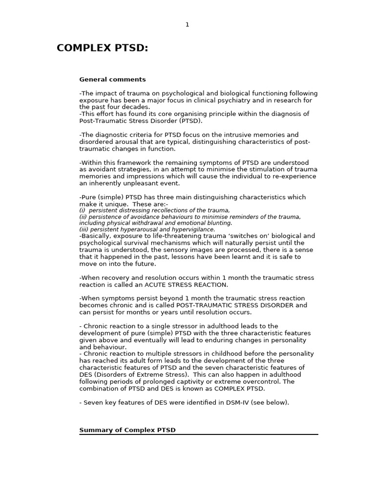 Complex PTSD | PDF