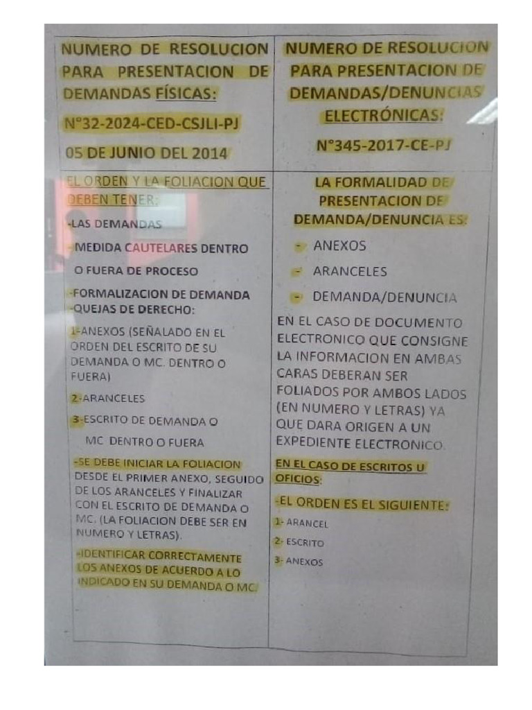 FORMALIDAD DE PRESENTACION DE EXPEDIENTES PODER JUDICIAL LIMA | PDF