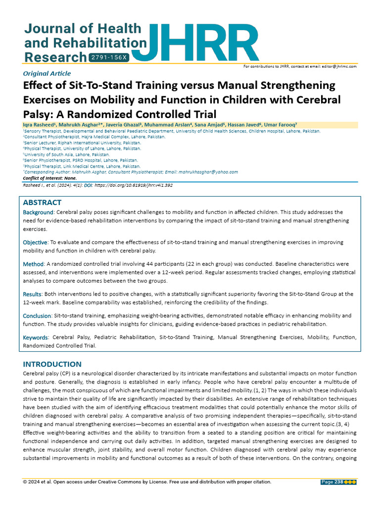Effect of Sit-To-Stand Training Versus Manual Stre | PDF