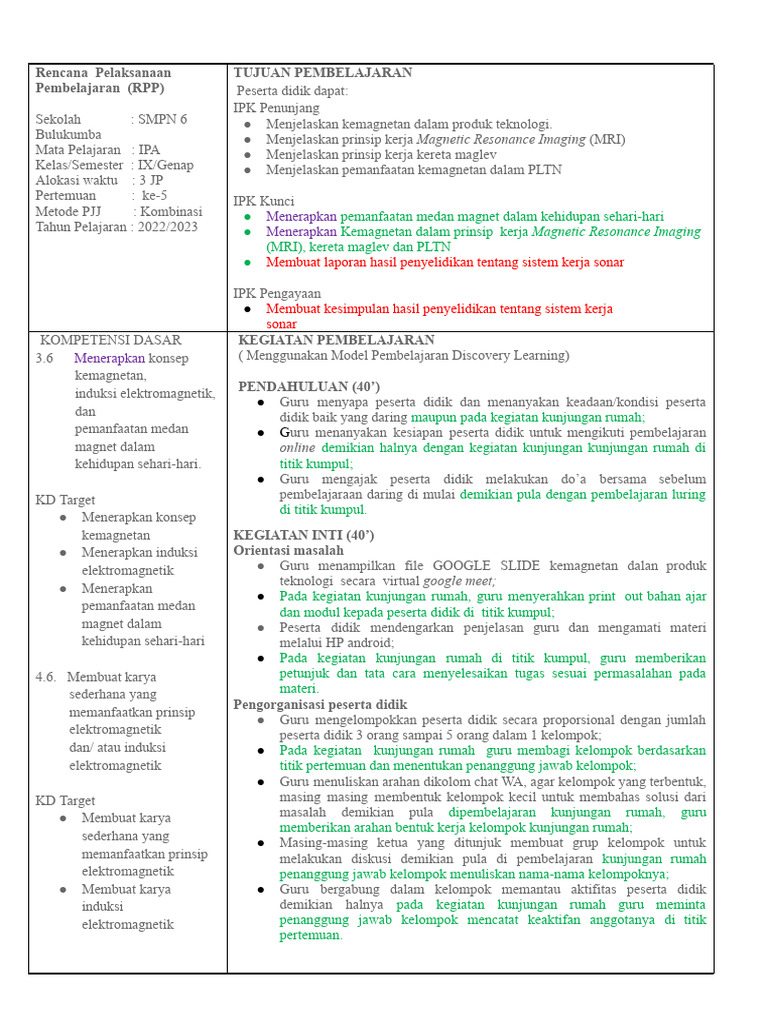 Salinan Dari RPP KD 3.6 Pert. 5 Edit | PDF