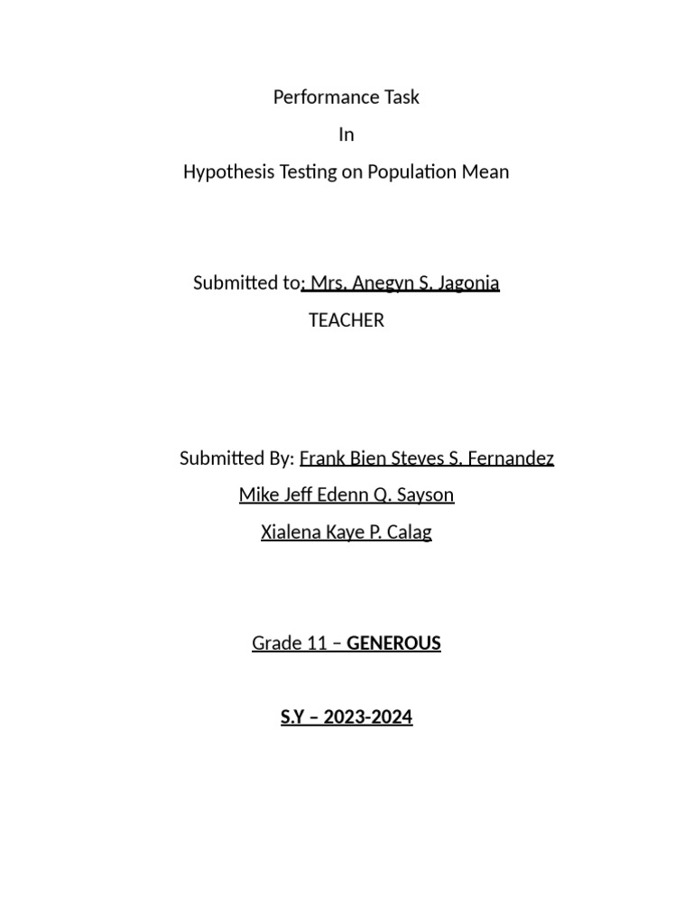 Performance Task | PDF