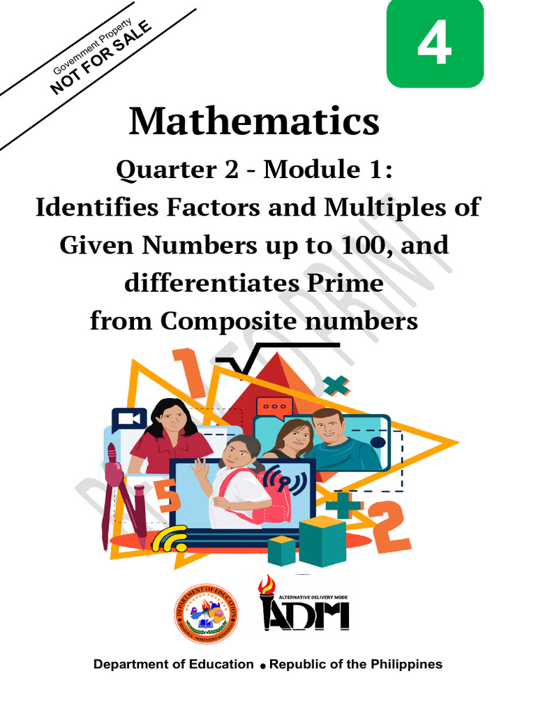 Math4 q2 Mod1 FactorsOfGivenNumbersUpTo100 v5 | PDF | Prime Number ...