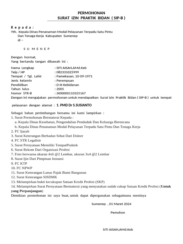 Bu Iis PERMOHONAN SIPB TERBARU | PDF