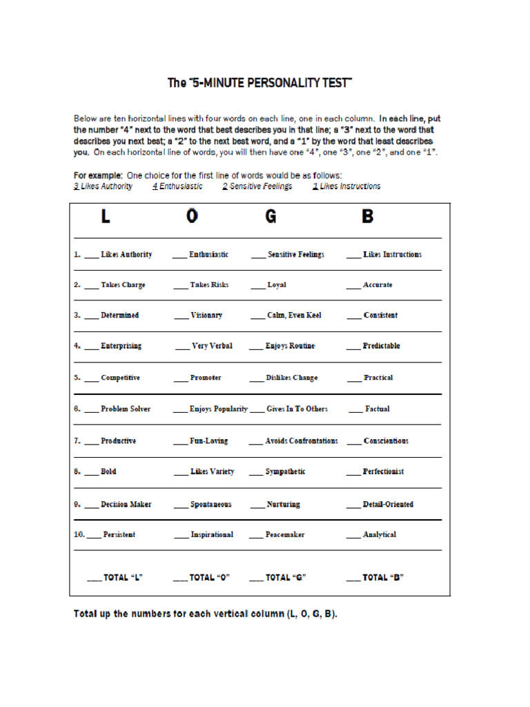 Personality Test | PDF