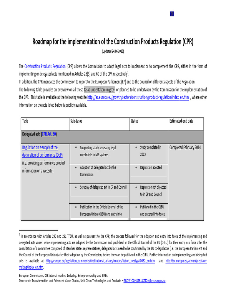 Construction Products Regulation Roadmap | PDF
