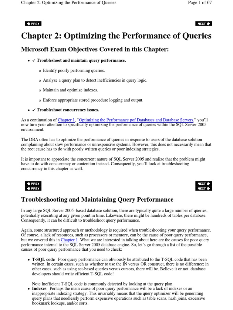 Chapter 2 - Optimizing The Performance of Queries | PDF | Database ...
