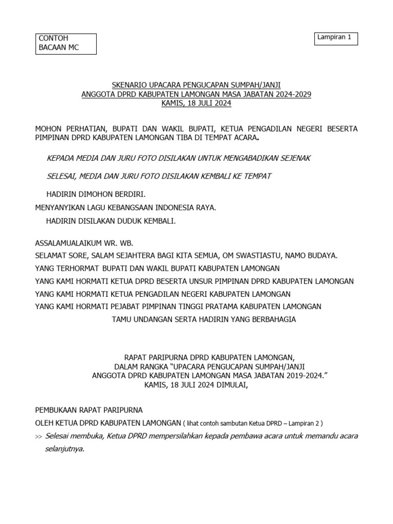 Contoh Draft - Susunan Acara (MC) | PDF