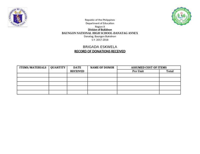Brigada Donations Template | PDF