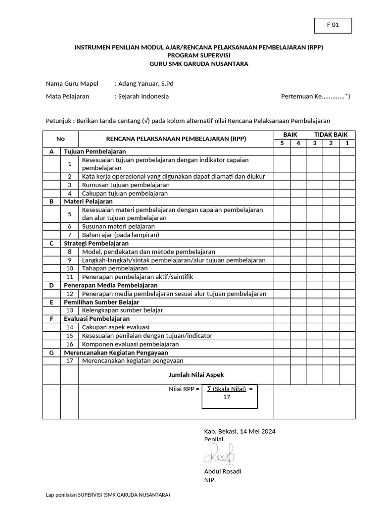 Lampiran Rubrik Penilaian Modul Ajar | PDF