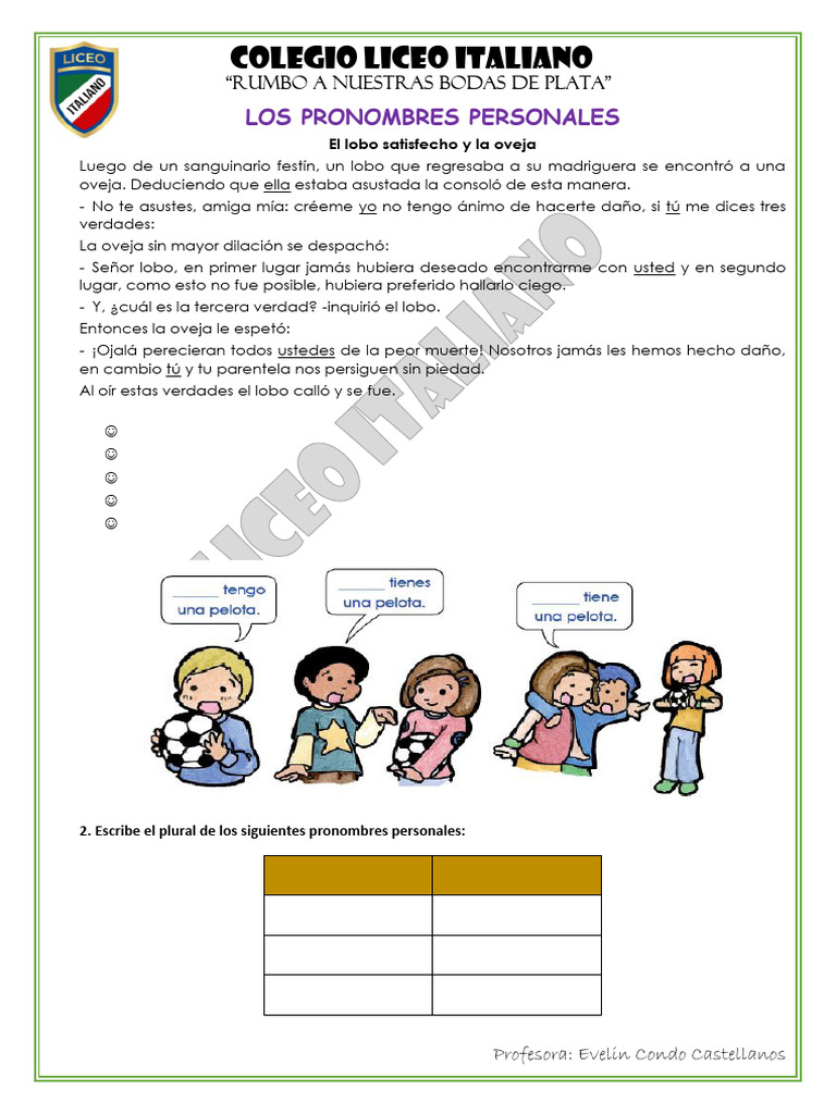 Los Pronombres Personales | PDF