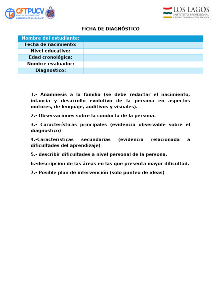 Ficha de Diagnóstico | PDF