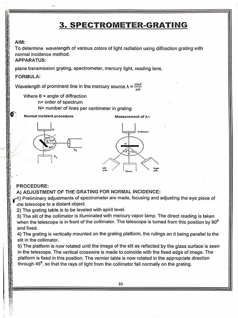 Spectrometer - Grating | PDF