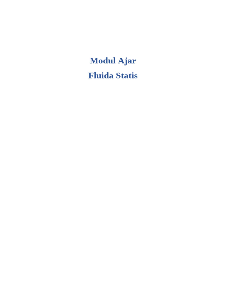Modul Ajar Fluida Statis | PDF