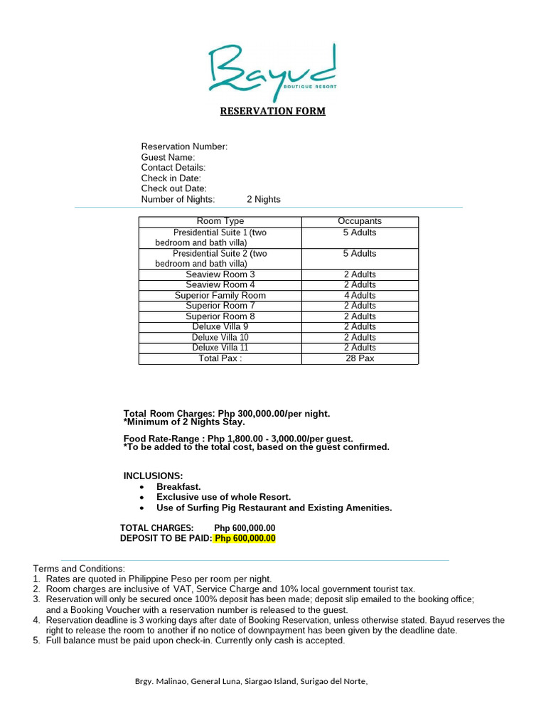 BAYUD WEDDING PACKAGE SAMPLE QUOTATION (2 NIGHTS MINIMUM) 2024-2026 | PDF