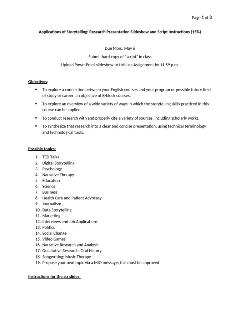 Research Slideshow and Script Instructions | PDF | Citation | Art