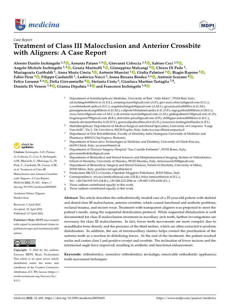 2022 - Inchingolo - Treatment of Class III Malocclusion and Anterior ...