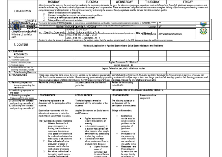 DLL Week 2 - Utility and Application of Applied Economics To Solve ...