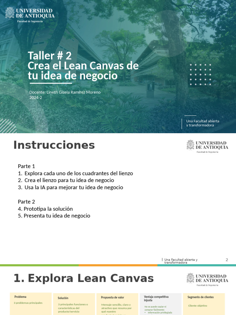 Taller 2 - Crea Lean Canvas de Tu Idea | PDF
