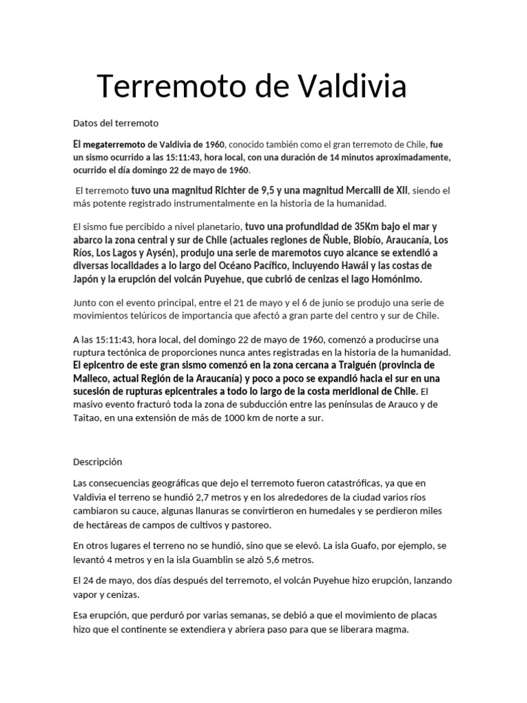 Terremoto de Valdivia | PDF