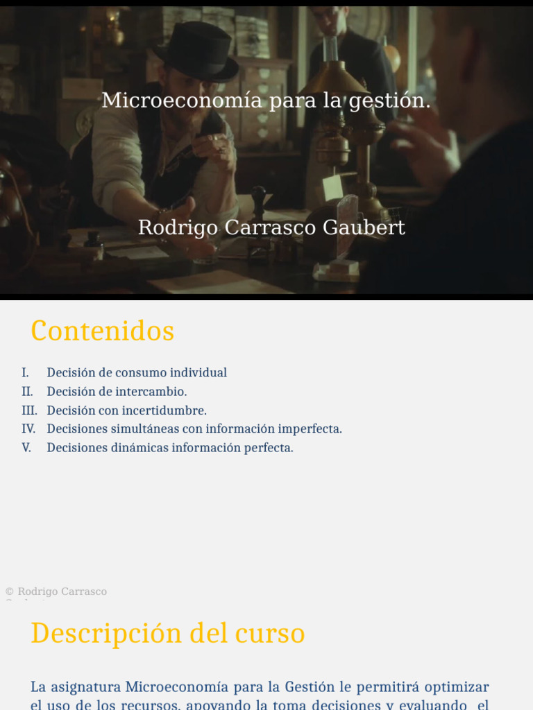 Microeconomía para La Gestión. Presentación | PDF