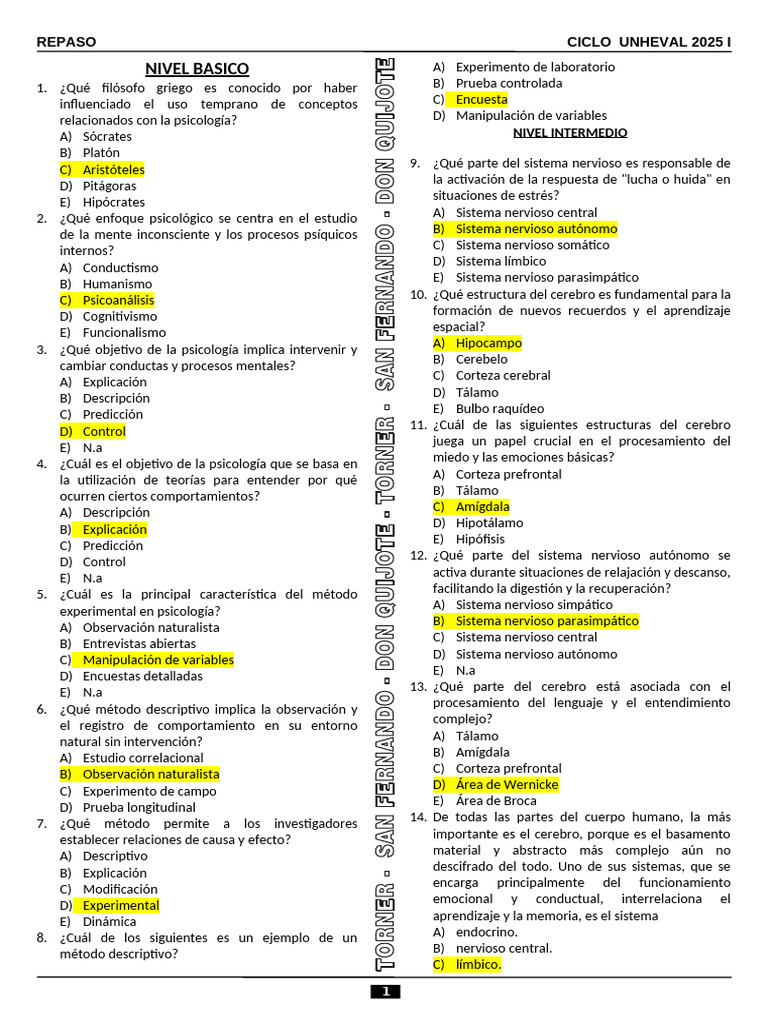 Repaso 4° y 5° MED Y LyN | PDF | Cerebro | Sicología
