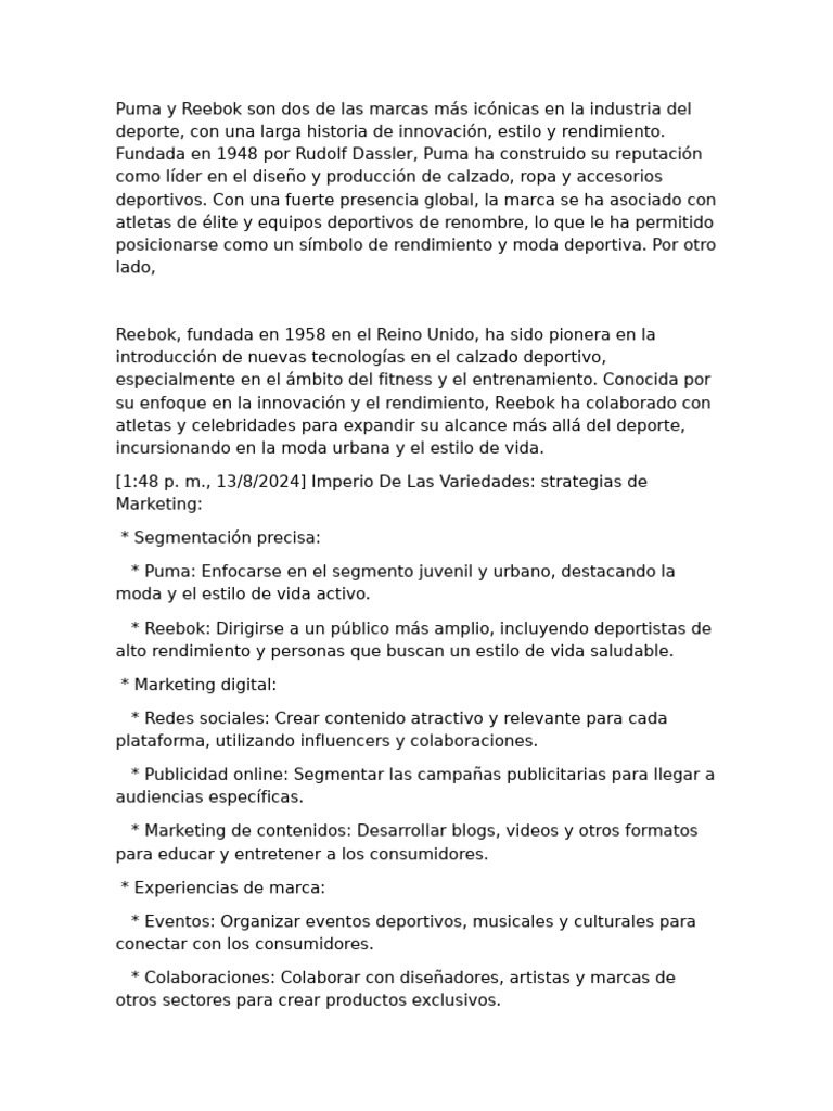 Presentacion Puma y Reebok | PDF