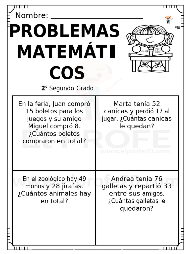 Cuadernillo de Problemas Matematicos para Segundo Grado Elprofe20 1 | PDF