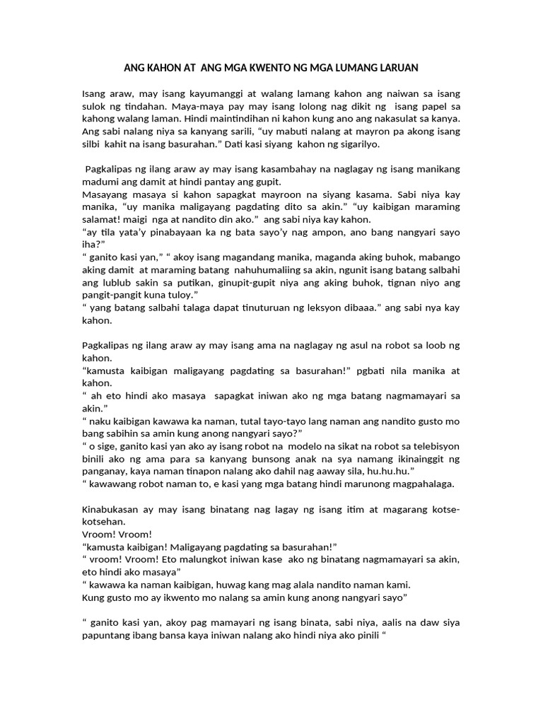 Ang Kahon at Ang Mga Kwento NG Mga Lumang Laruan | PDF