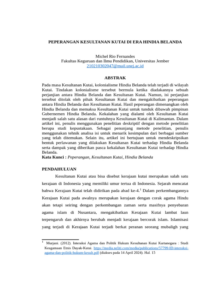 Peperangan Kesultanan Kutai Di Era Hindia Belanda | PDF | Indonesia | Politics