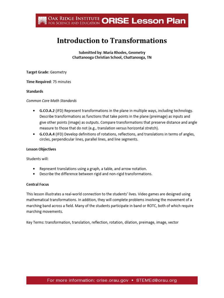 Introduction To Transformations | PDF
