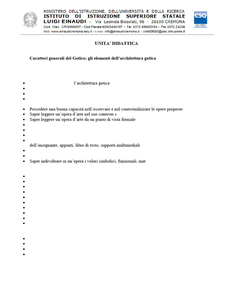 Unita Didattiche Arte 4 Atu | PDF