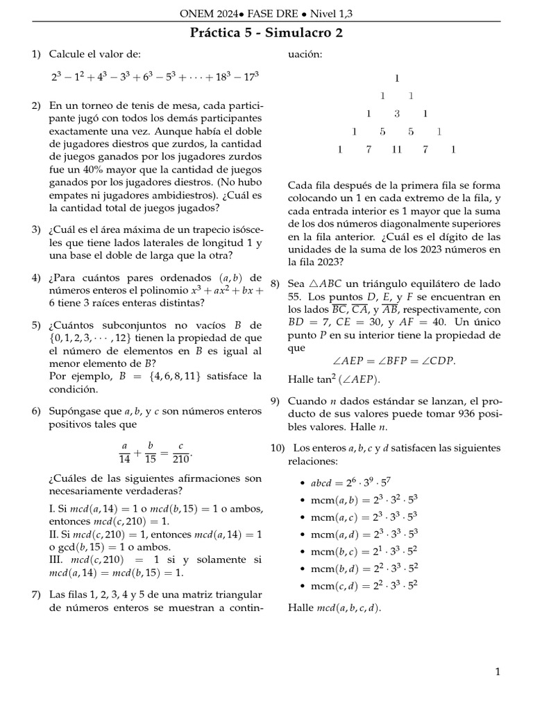 Simulacro ONEM 2 | PDF