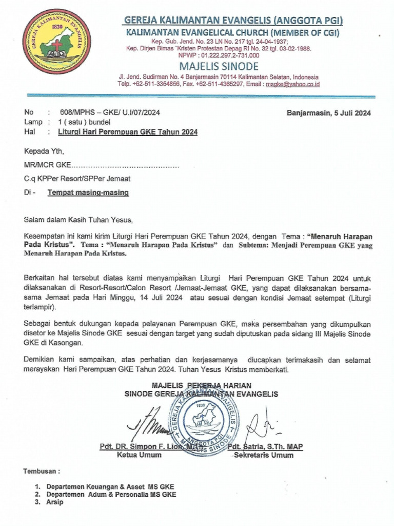 Liturgi Hari Perempuan Gke Tahun 2024 | PDF