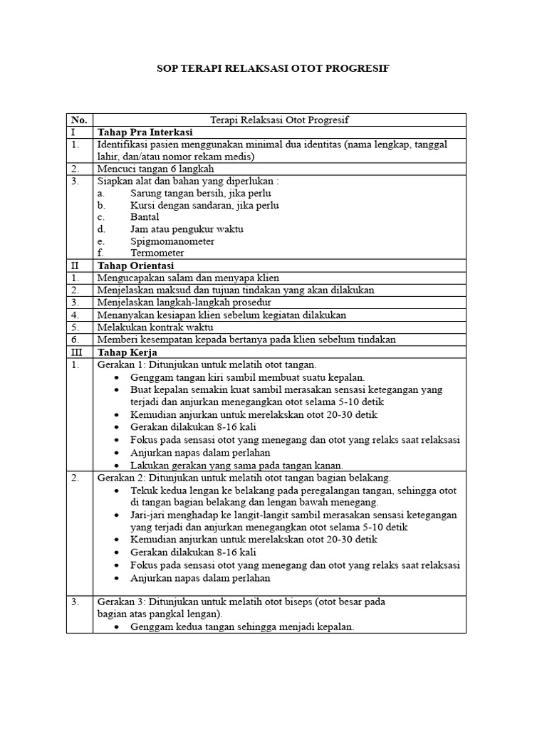 Sop Terapi Relaksasi Otot Progresif | PDF