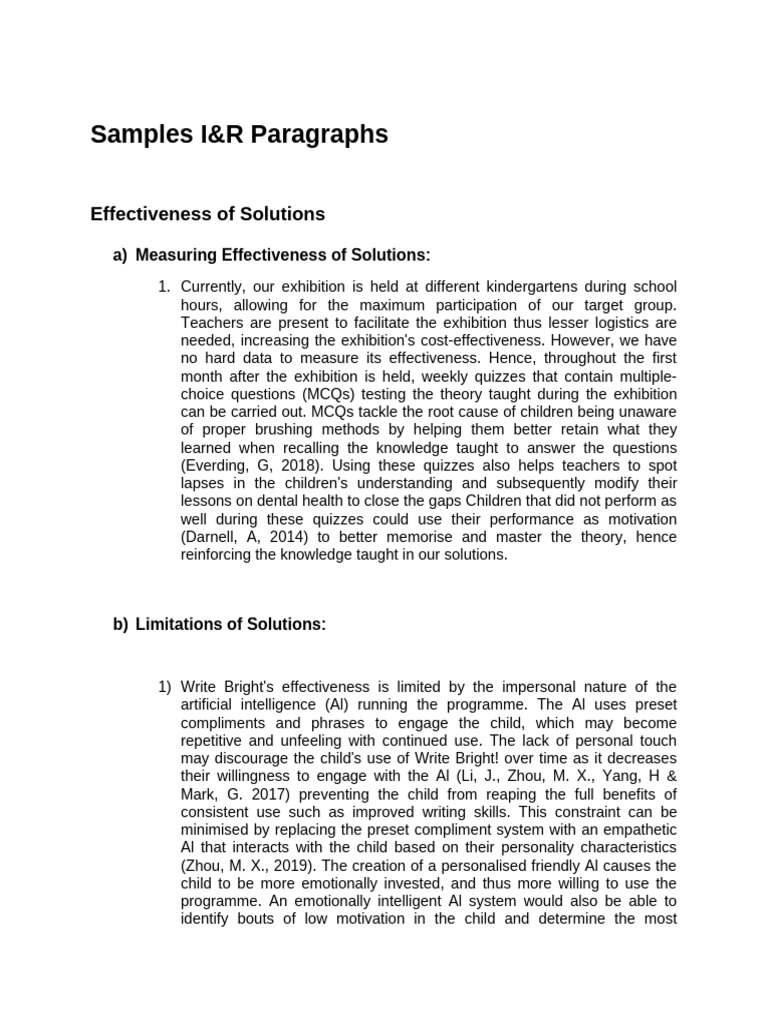 Samples I&R Paragraphs (1) | PDF