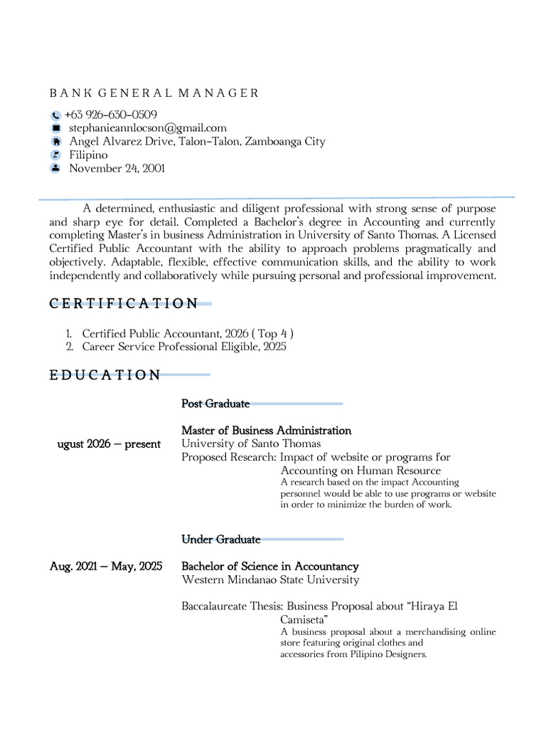 Locson Stephanie Ann CV | PDF | Bookkeeping | Business