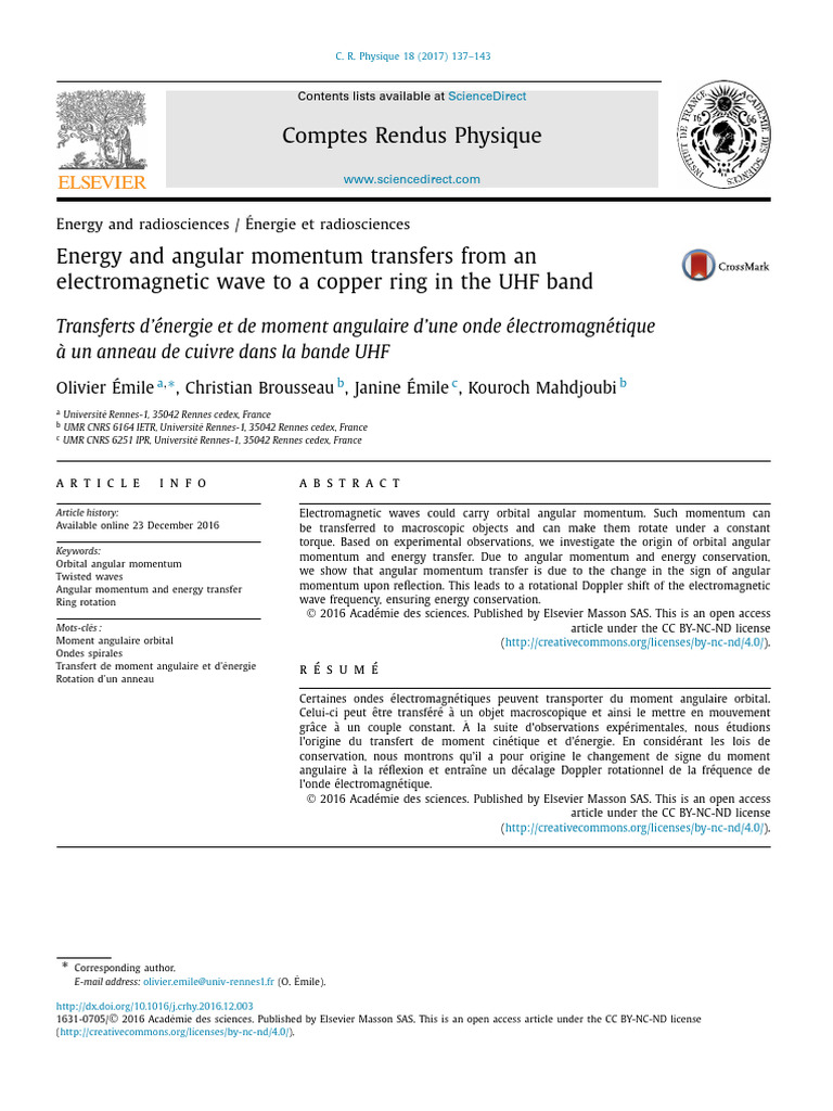 Energy and Angular Momentum Transfers From An Elec | PDF