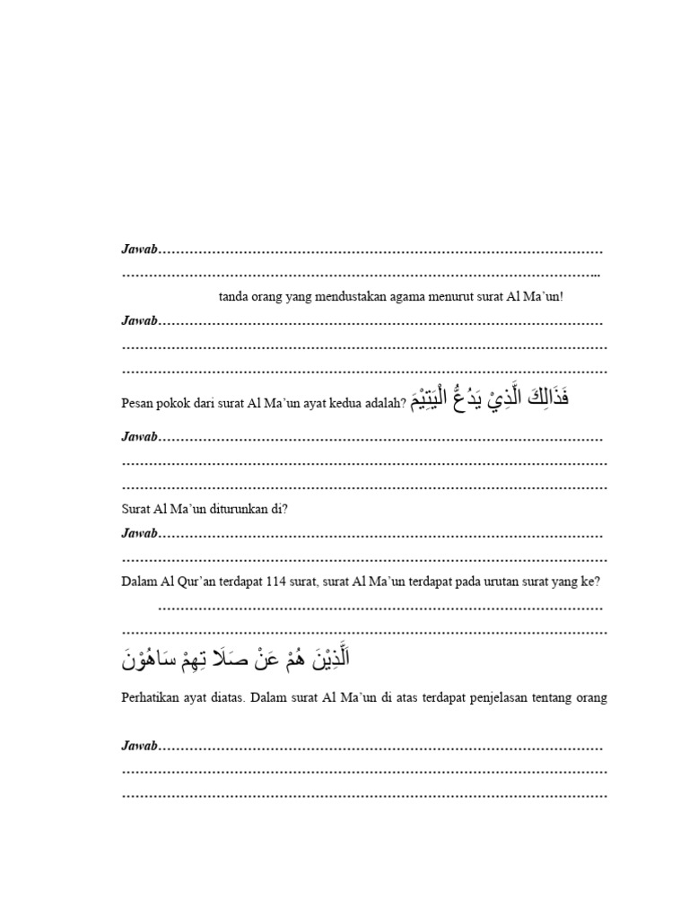 UH BAB 1 PAI Kelas 5 | PDF