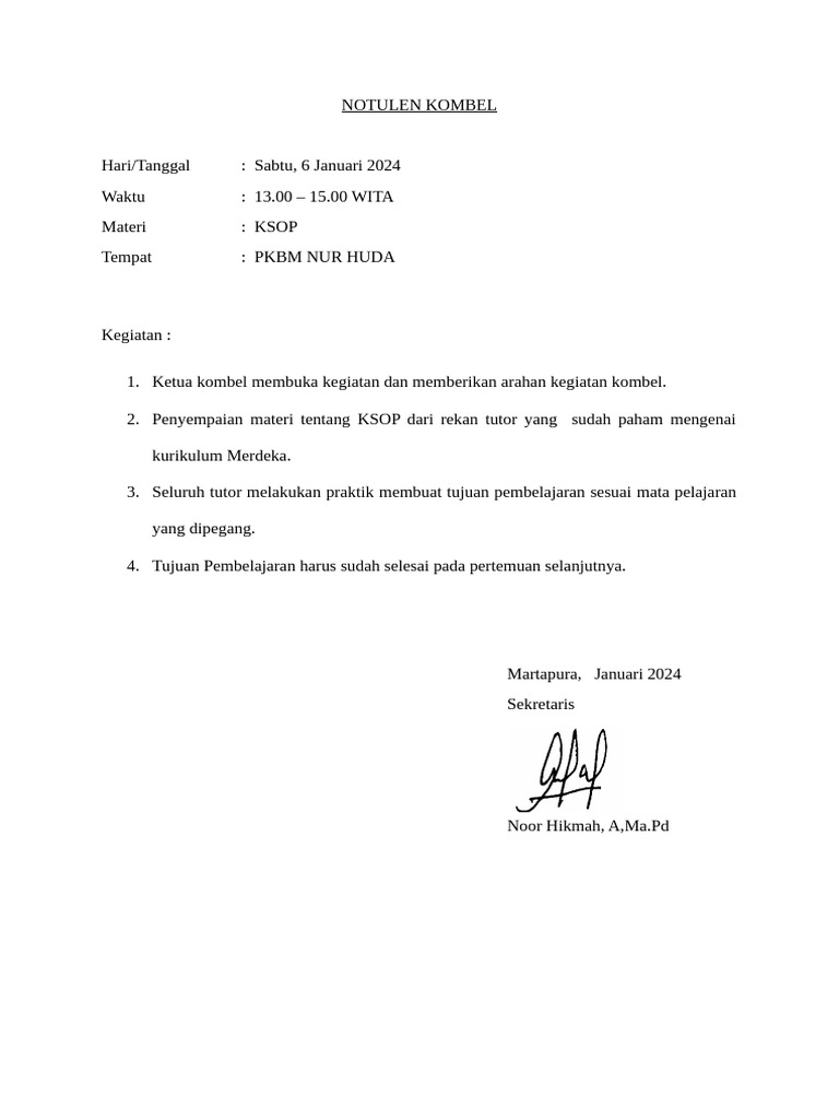 Notulen Kombel | PDF