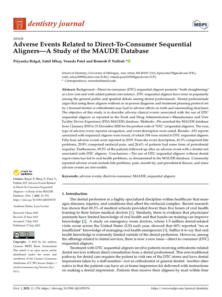 2023 - Belgal - Adverse Events Related To Direct-To-Consumer Sequential ...