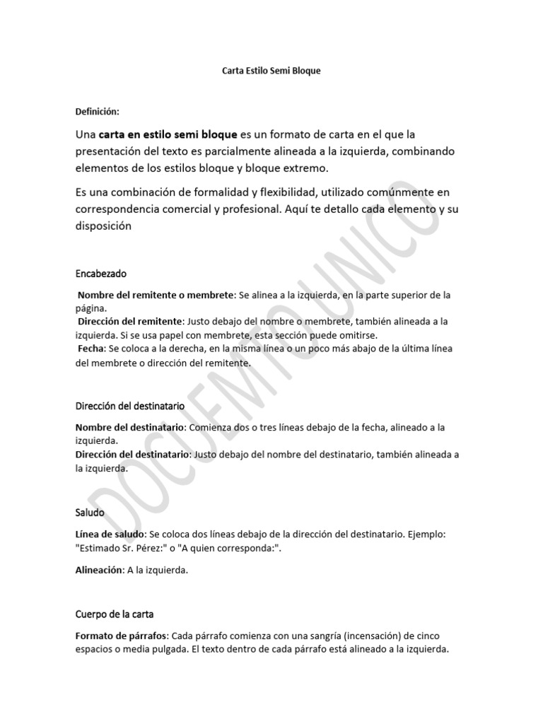 Carta Estilo Semi Bloque | PDF