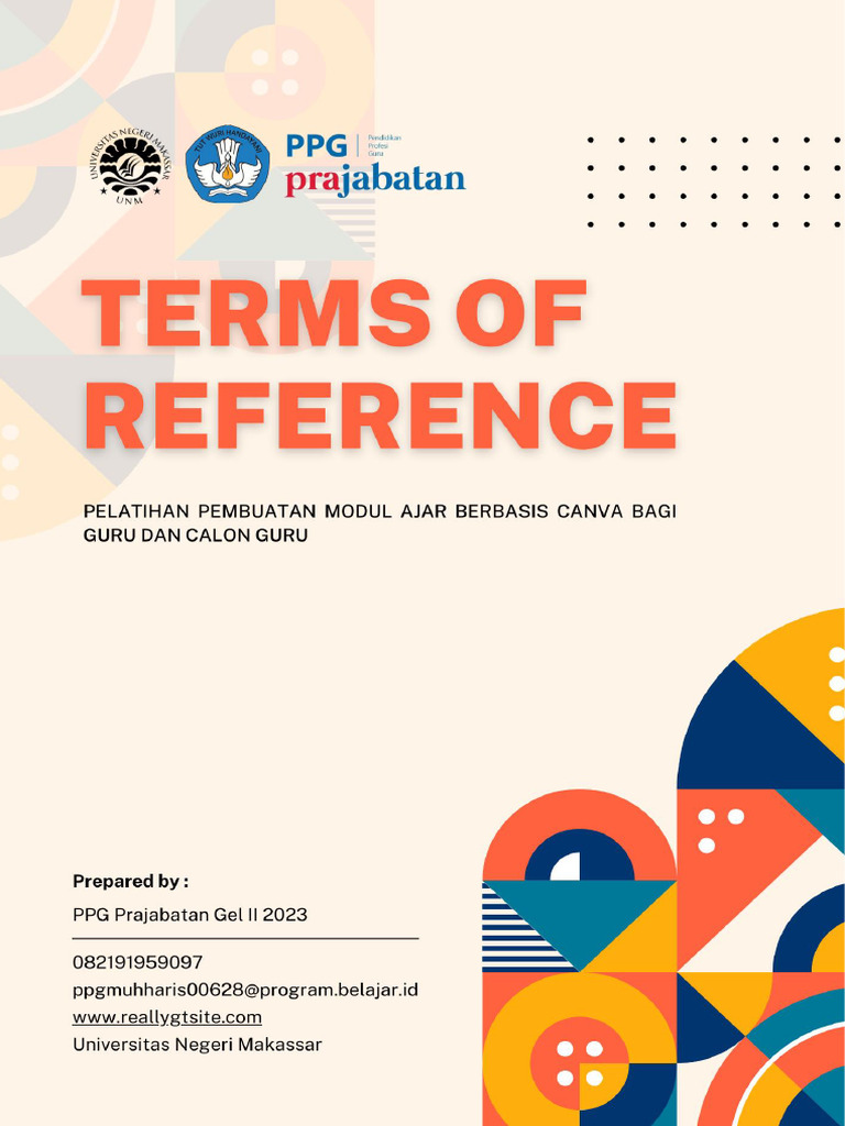 Terms of Reference Pelatihan Pembuatan Modul Ajar Berbasis Canva | PDF