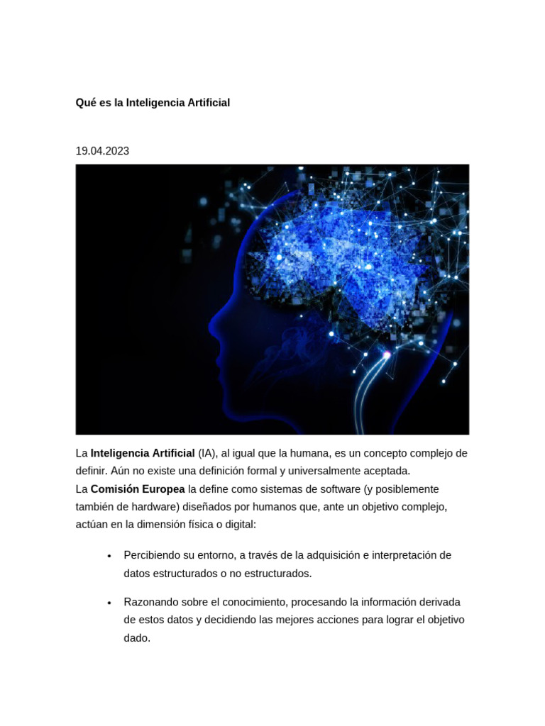Qué Es La Inteligencia Artificial Pdf