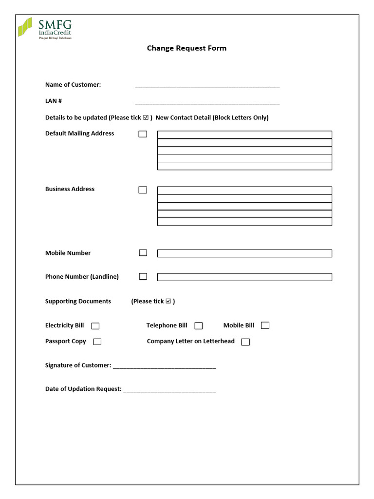 Change Request Form | PDF