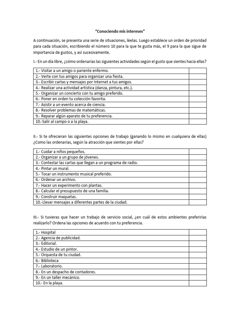 Conociendo Mis Intereses | PDF