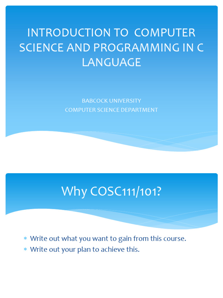 COSC 111 Note 1 | PDF