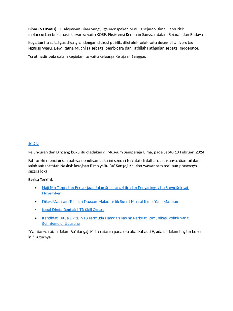Kerajaan Bima Nih | PDF
