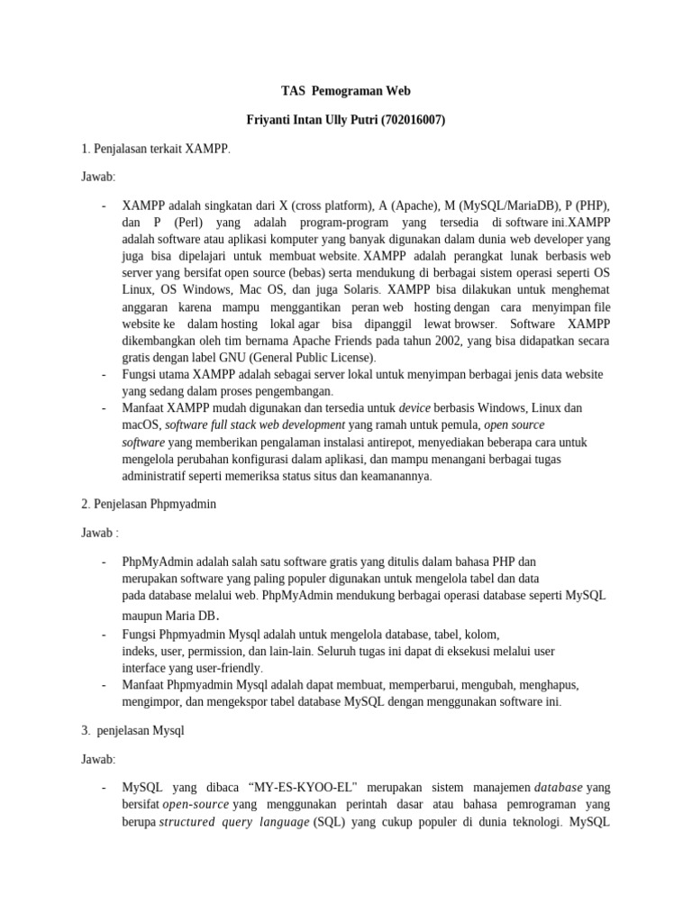 TAS Pemograman Web Friyanti Intan Ully Putri (702016007) | PDF