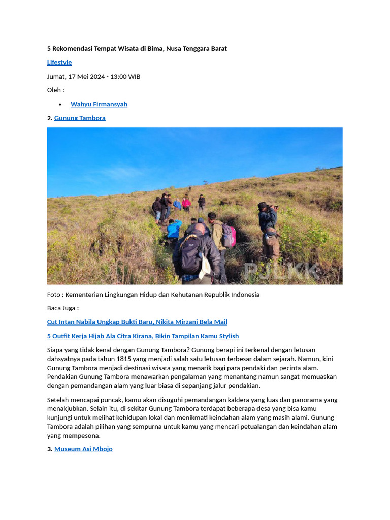 Rekomendasi Tempat Di Bima | PDF