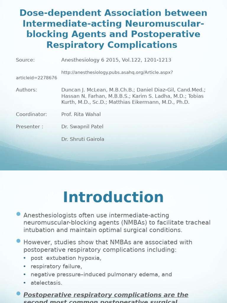 Intermediate Acting NMBA 2 | PDF